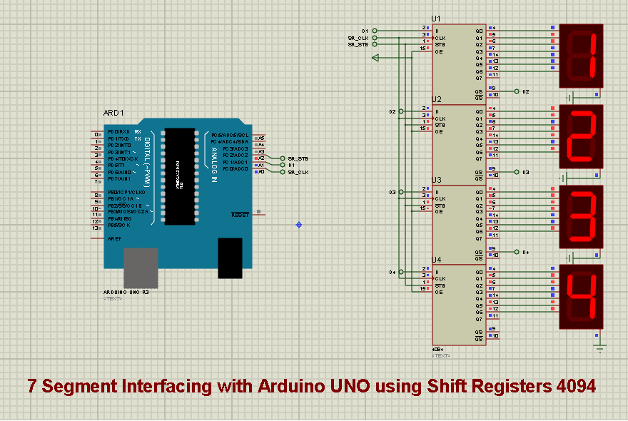Arduino 4 digit 7 segment Non Multiplexed Display using Shift Register ...